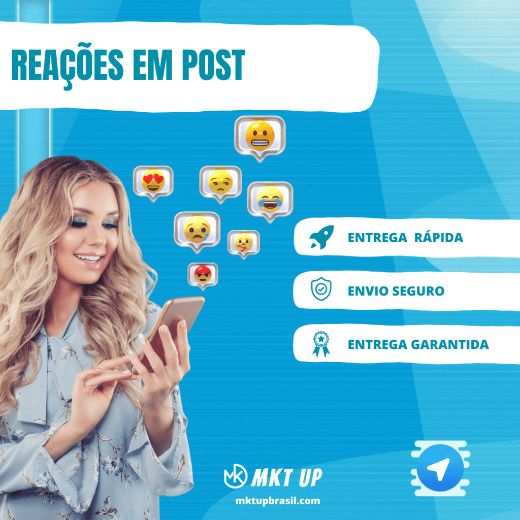 Reações em Post no Telegram - MKT UP BRASIL